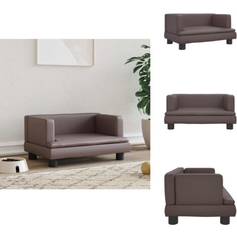 Hundebett Braun 60x40x30 cm Kunstleder - Hunde Bett - Hundebett - Haustierbett - Kleines ...