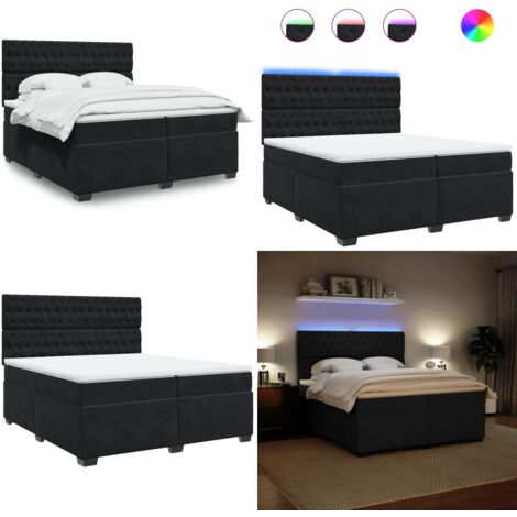 Boxspringbett mit Matratze Schwarz 200x200 cm Samt - Boxspringbett ...