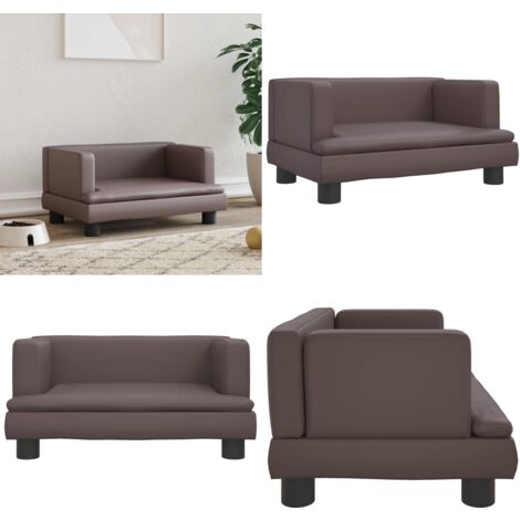 Hundebett Braun 60x40x30 cm Kunstleder - Hunde Bett - Hundebett - Haustierbett - Kleines ...