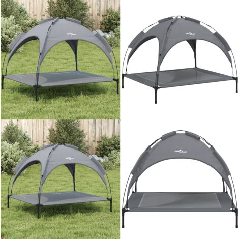 Hundeliege mit Dach Anthrazit Oxford-Gewebe und Stahl - Hunde Bett ...