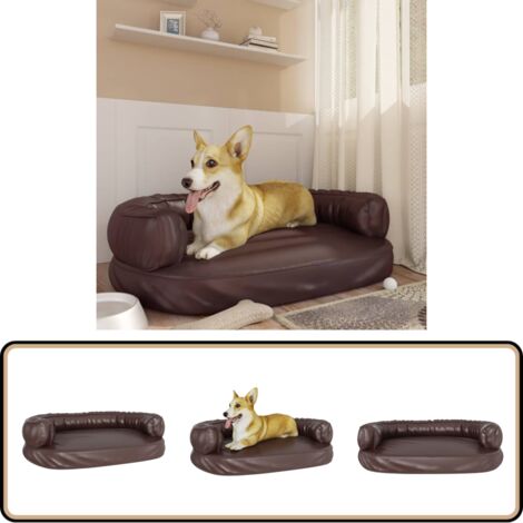 Hundebett Ergonomisch Schaumstoff Braun 88x65 cm Kunstleder - Hunde Bett - Hunde Sofa ...