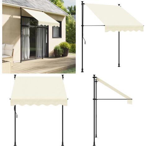 Markise Einziehbar Creme 150x150 cm Stoff und Stahl - Markise ...