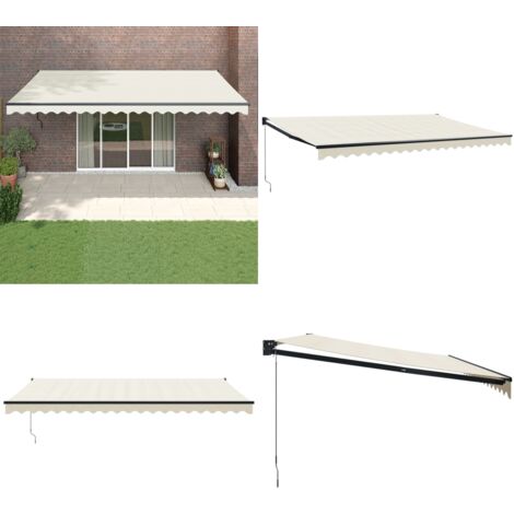 Markise Einziehbar Creme 5x3 m Stoff und Aluminium - Einziehbare ...