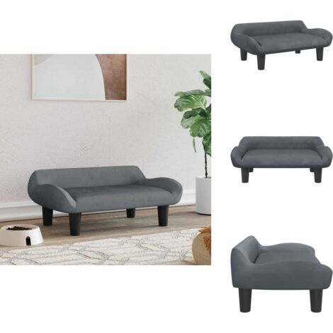 Hundebett Dunkelgrau 70x40x24 cm Samt - Hunde Bett - Samtbett - Hundeplatz - Tierbetten ...