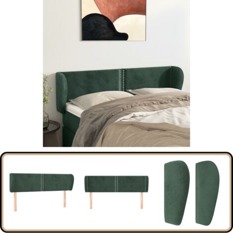 Kopfteil mit Ohren Dunkelgrün 147x23x78/88 cm Samt - Samt Kopfteil ...