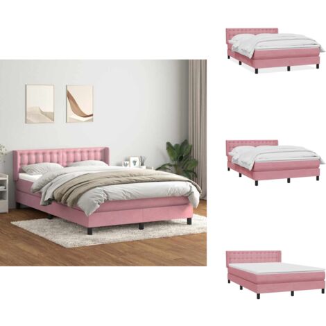 Boxspringbett mit Matratze Rosa 140x210 cm Samt - Boxspringbett ...