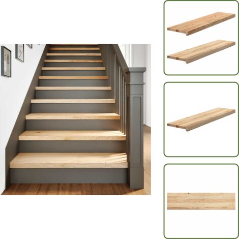vidaXL Treppenstufen 2 Stk. Unbehandelt 100x25x2 cm Massivholz Eiche