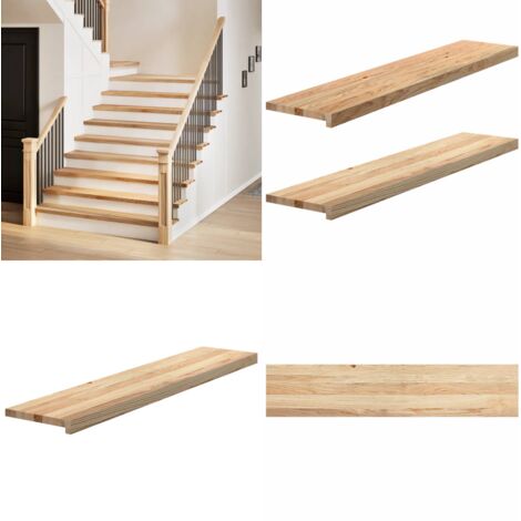 vidaXL Treppenstufen 2 Stk. Unbehandelt 120x25x2 cm Massivholz Eiche