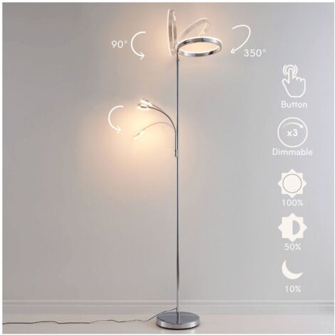 Verchromte Doppel LED Stehlampe dimmbar - Pancho