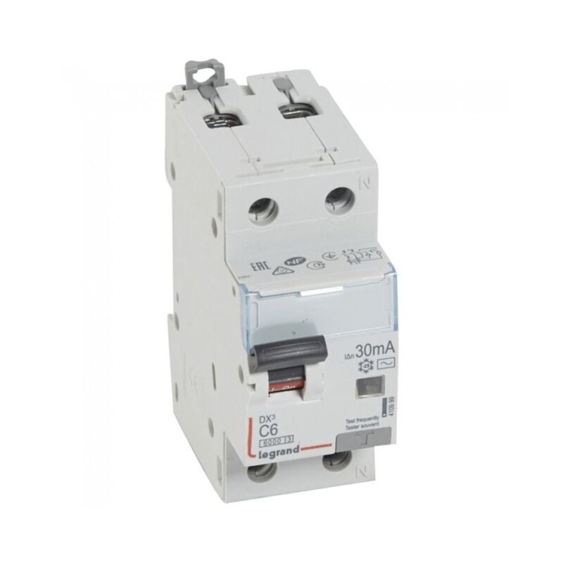 410999 Disjoncteur Différentiel 6a - 30ma - Type Ac - 1p+n - 2 Modules - Neutre à Droite ...