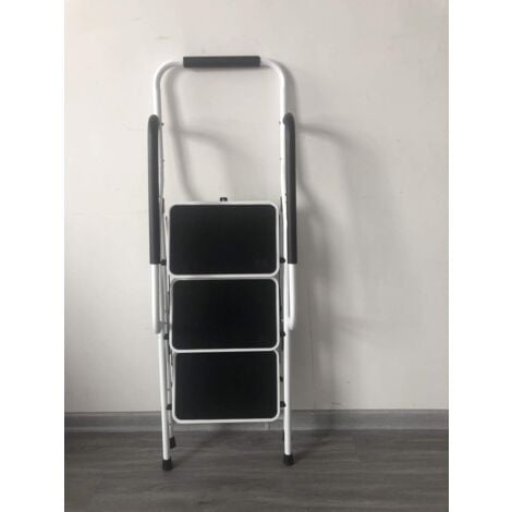 Escabeau 3 marches pliable avec main courante, marchepied pliant en ...