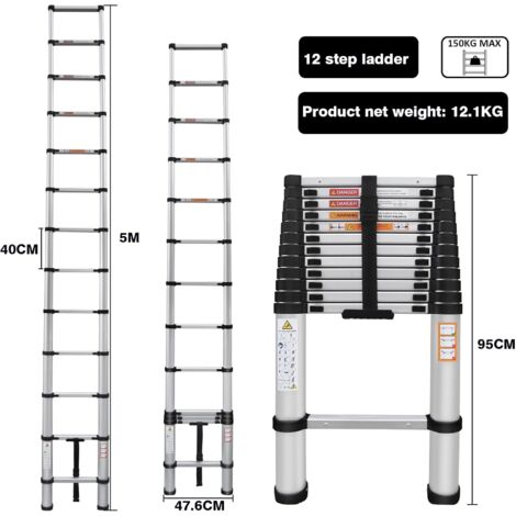 Échelles Télescopiques 5m, Escabeau Aluminium Telescopique Escabeau ...