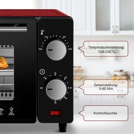 WOLTU 10 Liter Minibackofen, 650 Watt Pizzaofen Backblech mit Timer ...
