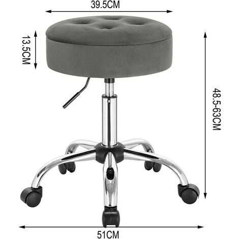 WOLTU 2er Set höhenverstellbarer Bürostuhl mit Stauraum, Arbeitshocker mit 5 Rollen, aus Samt ...