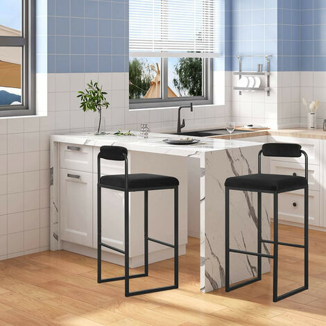 WOLTU 4X Barhocker mit Fußstütze, Hochstuhl mit Rückenlehne, Samthocker ...