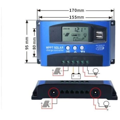 Contrôleur de charge solaire MPPT 40A, régulateur de batterie intelligent de contrôleur de ...