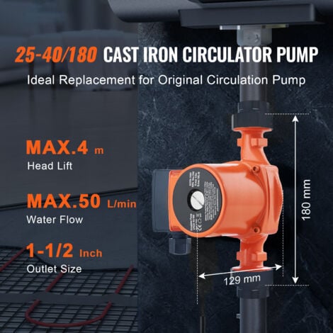 Mophorn Pompe de recirculation d'eau chaude LPS25-4S-180 – 220 V, 72 W, pompe de circulation 50 ...