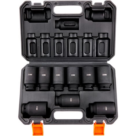 Jeu de douilles à choc Mophorn 1/2". 9 pièces, 29-38 mm métriques. Acier allié Cr-Mo. Pour la ...