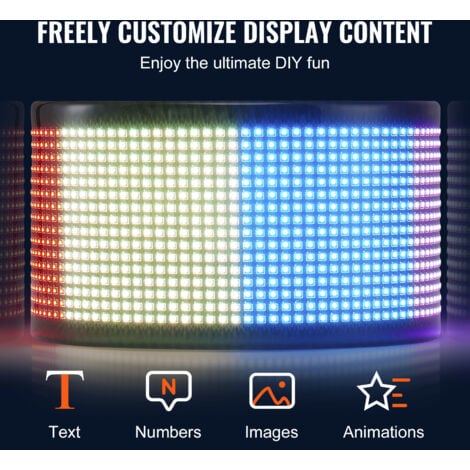 Mophorn Panneau LED programmable 38 x 10 cm, panneau de défilement couleur P5, affichage d ...