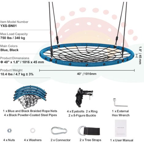 Mophorn Balançoire en toile d'araignée , balançoire ronde de 40 pouces ...