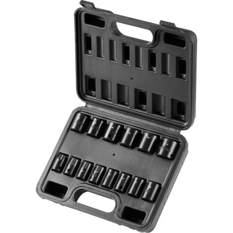 Mophorn Jeu de douilles à chocs 3/8", jeu de 14 douilles métriques peu profondes 7-20 mm, acier ...