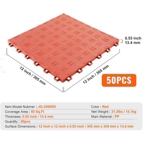 Mophorn Dalles de sol de garage emboîtables 12" x 12" x 0,53", lot de ...