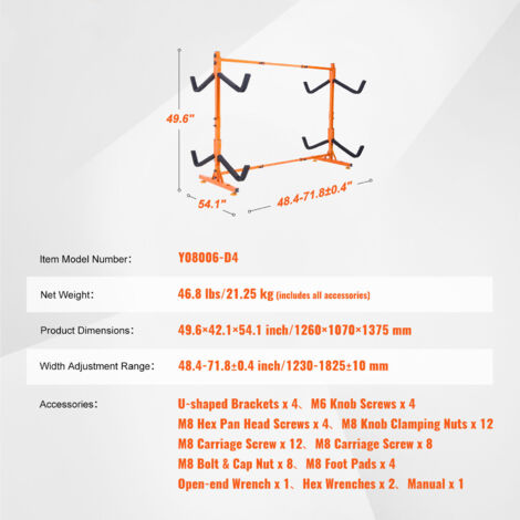 Mophorn Support de rangement pour kayak autonome en acier robuste et ...