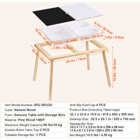 Mophorn Table sensorielle pour tout-petits, 3 bacs de rangement ...