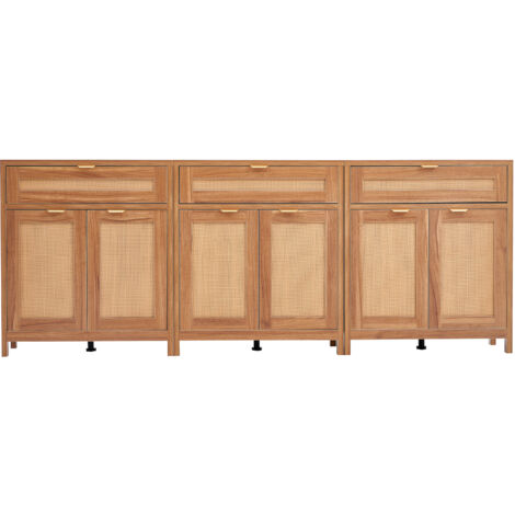 Mophorn Ensemble de 3 armoires en rotin - Finition naturelle avec 6 ...