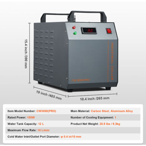 Mophorn Refroidisseur d'eau industriel CW-3000(PRO), système de ...