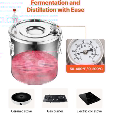 Mophorn Alambic à alcool, distillateur d'eau-alcool en acier inoxydable de 13,2 gal / 50 L avec ...