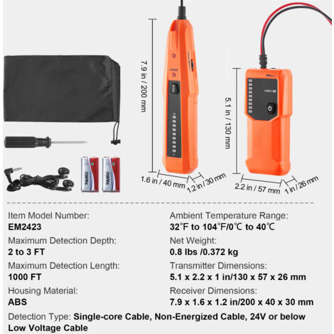 Mophorn Localisateur de câbles souterrains, profondeur de détection ...