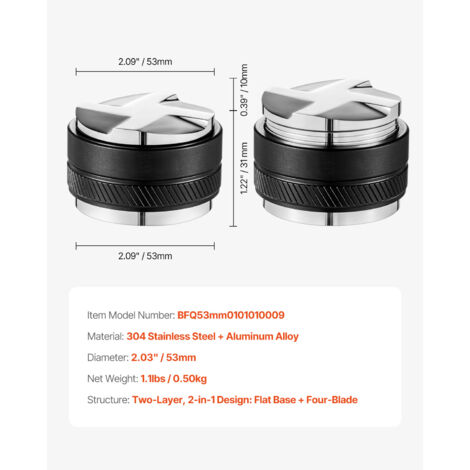 Mophorn Distributeur de café 53 mm, distributeur d'espresso réglable 2 ...