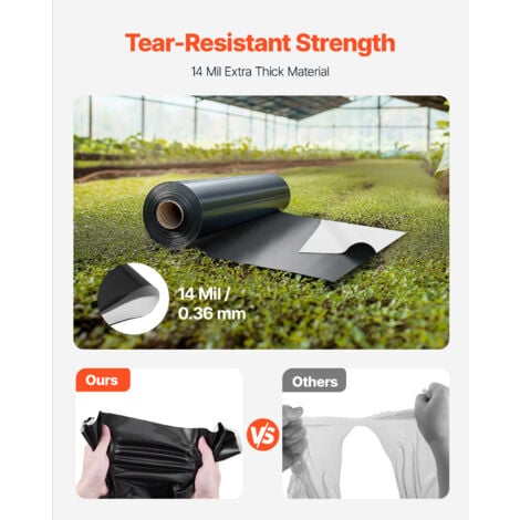 Mophorn Rouleau de bâche en plastique robuste de 14 mil, 10 pi x 100 pi ...