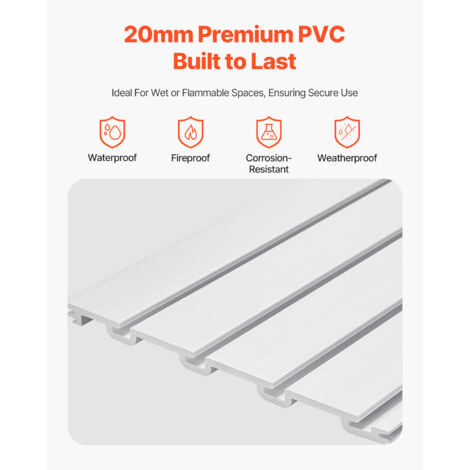 Mophorn Panneau mural à lattes en PVC 2,4 x 1,2 m, blanc, avec ...