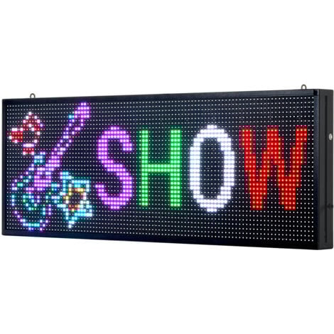 Mophorn Enseigne LED Programmable 99x35 cm, Panneau d’Affichage Numérique Couleur Pleine P10 ...