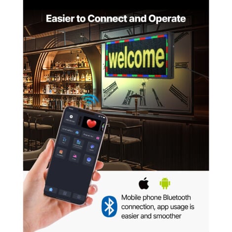 Mophorn Enseigne LED Programmable 67x35 cm, Panneau d’Affichage Numérique Couleur Pleine P5 ...