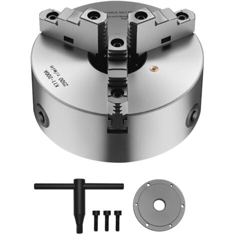 Mophorn Mandrin de Tour à 3 Mâchoires, 200 mm, Auto-centrant avec Plaque Adaptatrice Filetée ...