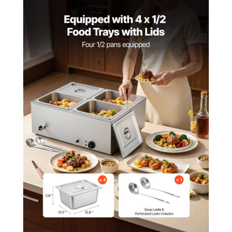Mophorn Chauffe-Plat Électrique à Vapeur 1500 W, Buffet Chauffant en ...