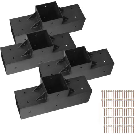 Mophorn Supports de pergola, lot de 4, connecteurs à 3 voies en acier ...