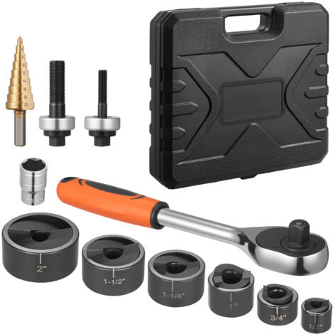 Mophorn Kit de perforation à cliquets avec 6 poinçons 12,7-50,8 mm ...