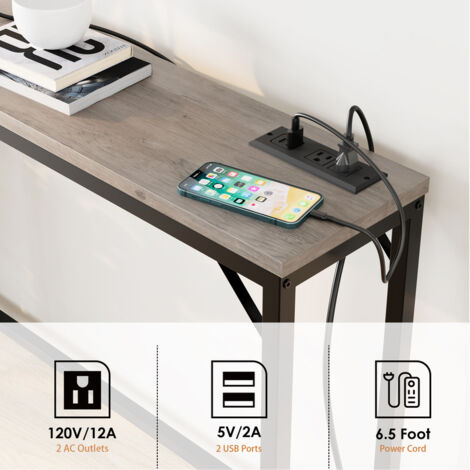 Lunsy – Table console industrielle avec 2 prises et 2 ports USB ...