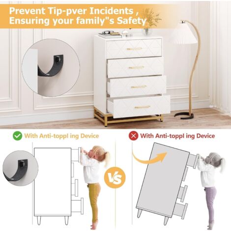 Commode 4 Tiroirs, Meuble de Rangement Bois, Style Simple et Élégant ...