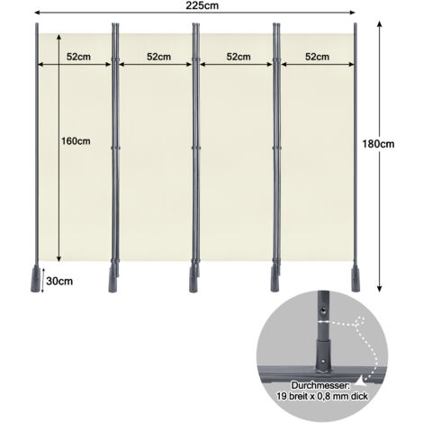 AUFUN Paravent - Divisorio divisorio per la privacy,225 cm x 180 cm ...