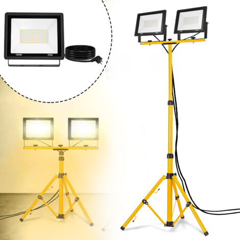 AUFUN Foco LED de Construcción Foco LED Doble con Trípode y Cable de 3m ...