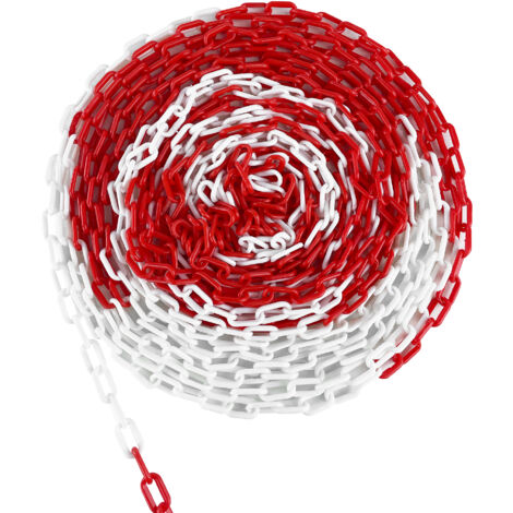 AUFUN 25m Cadena de Plástico de 6mm Roja/Blanca - Cadena de Plástico ...