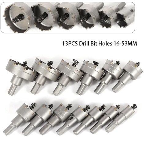 13 tlg Edelstahl Hartmetall Spitze TCT Metall Bohrer TCT Lochsäge Set ...