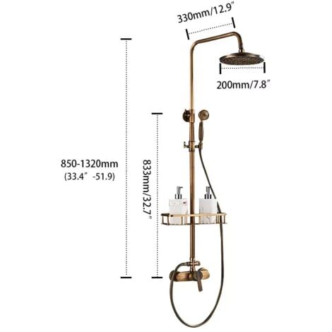 Antik Retro Armatur Duschset Regendusche Duscharmatur Messing Brause Nostalgie