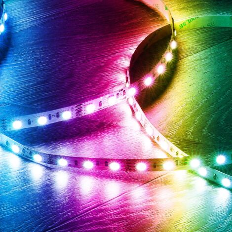 LED-Streifen 12V RGB SMD 60 LED/m 5m 9W/m Breite 10mm Schnitt 5cm IP20 RGB