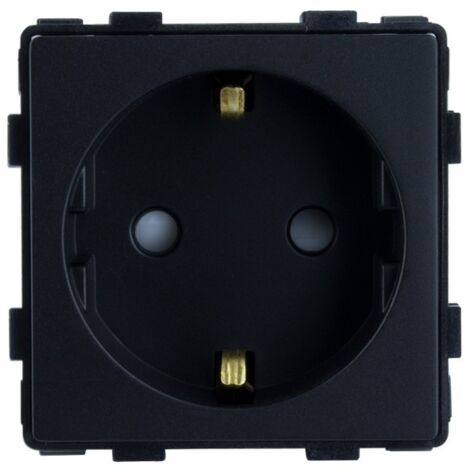 Steckdose Typ F Schuko mit modermenem PC-Rahmen Schwarz